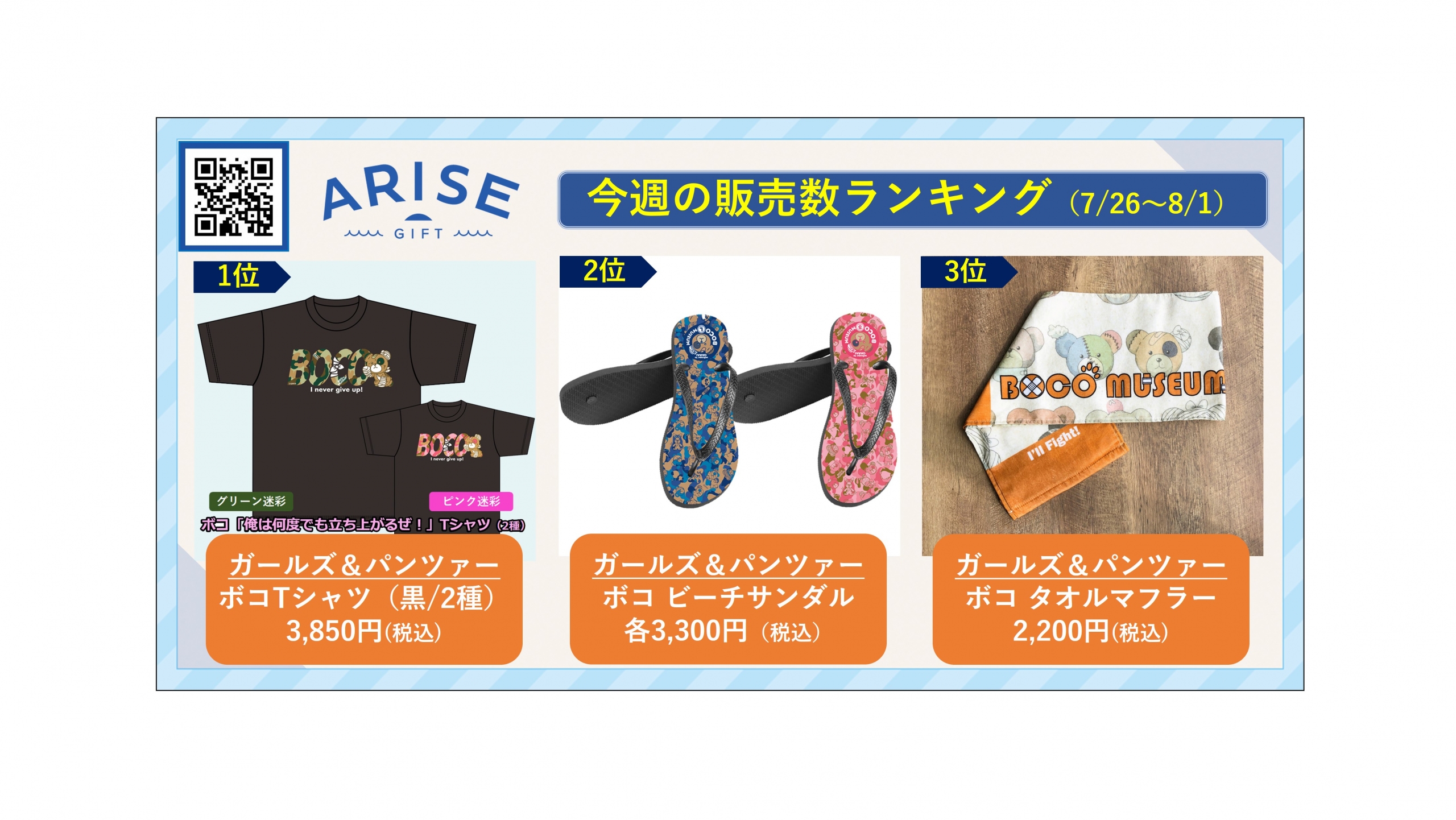 今週の販売数ランキング＜予約商品は除く＞（7/26～8/1）｜ARISE GIFT ｜ 茨城県大洗町の"お取り寄せギフト"と"町の声"をお届け